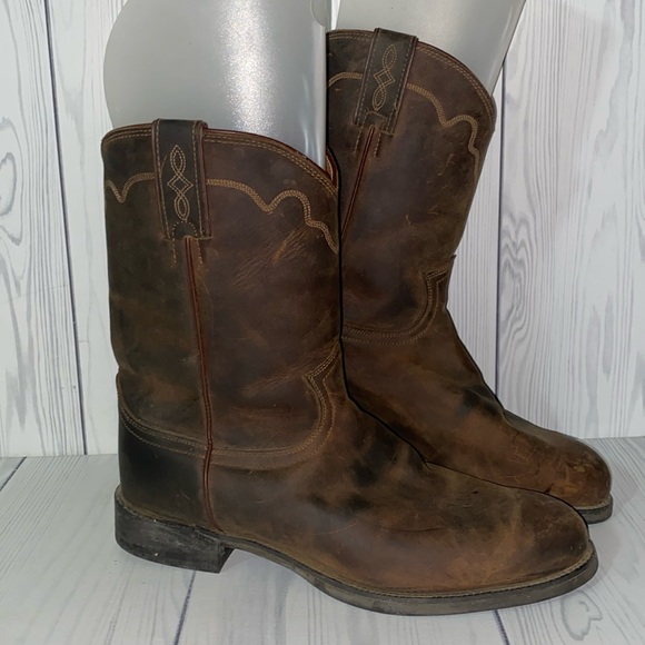 Justin Boots | Shoes | Justin Mens Stampede Jeb Tan Apache Round Toe ...